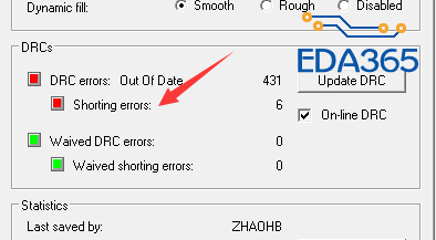 这个DRC错误（shorting errors）在哪里可以检查位置？ - 微波EDA网