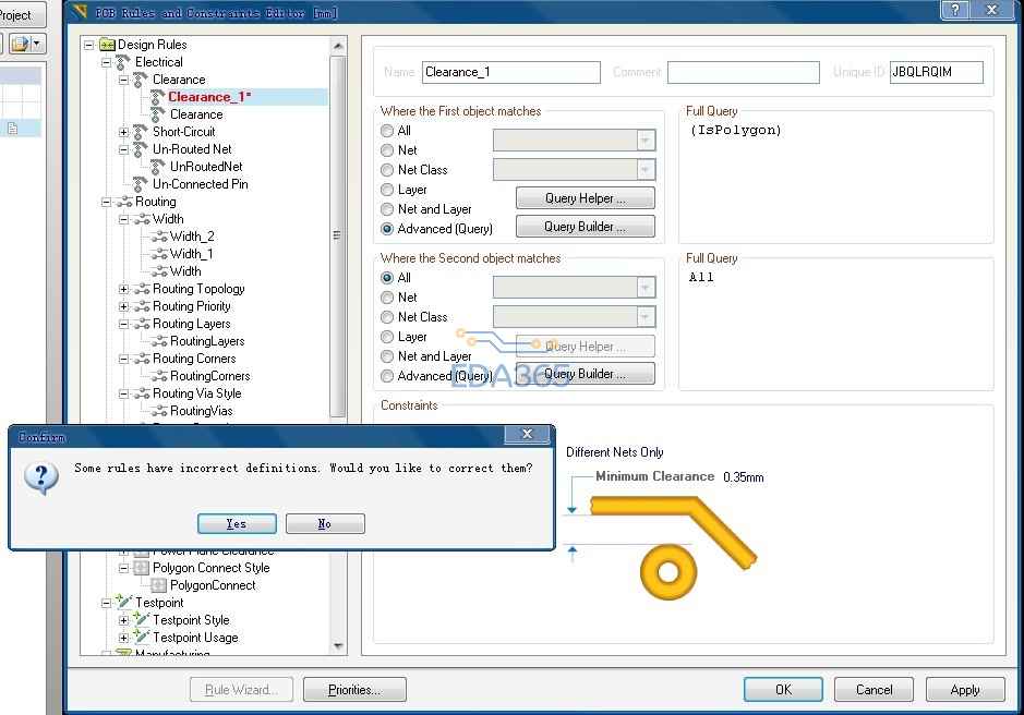 求助:AD6.9中设置覆铜与其它电气网络安全间距出错 - 微波EDA网