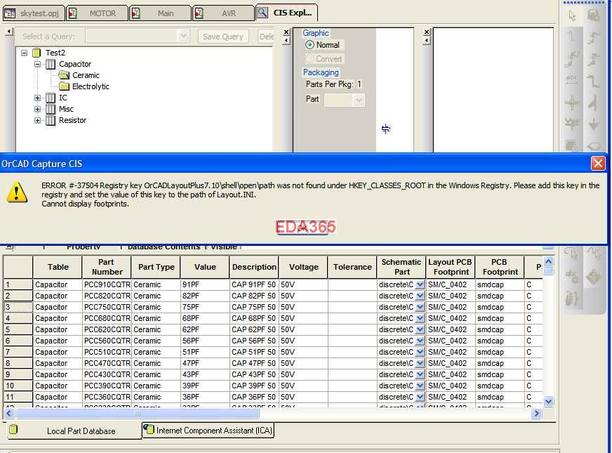 求救: OrCAD Capture CIS, Place Database Part时出错 - 微波EDA网